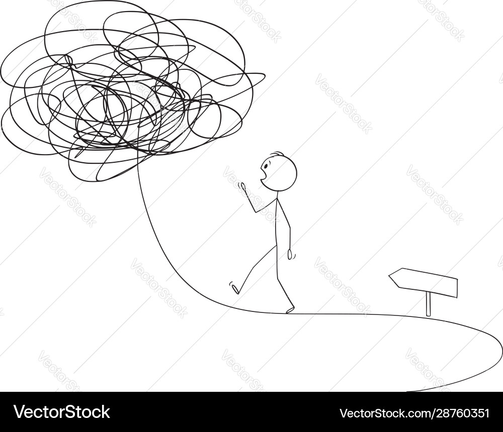 Cartoon man or businessman walking on path Vector Image