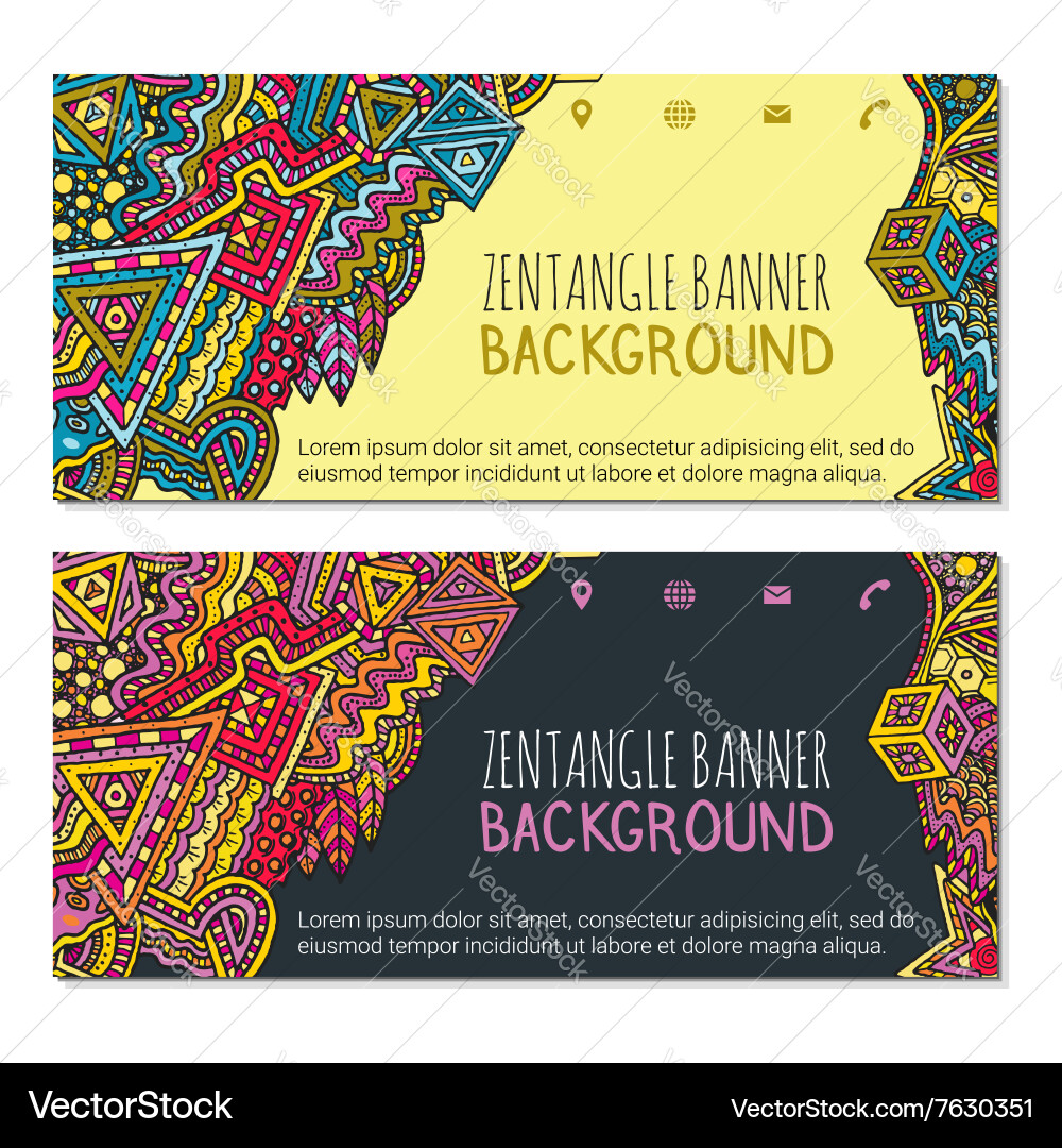 Colored hand drawn entangle banner social icons Vector Image