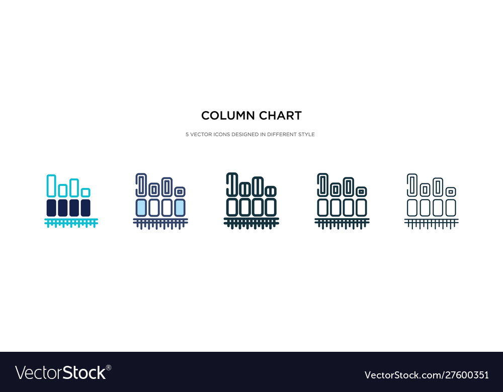 Column chart icon in different style two colored Vector Image