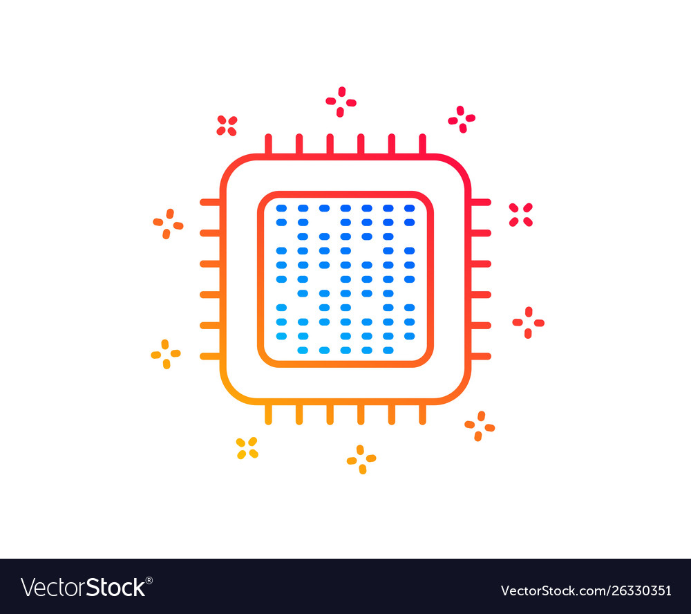 Cpu processor line icon computer component sign Vector Image Cpu processor line icon computer component sign Vector Image