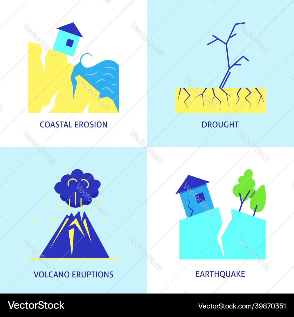 Ecology and climate change icon set in flat style Vector Image