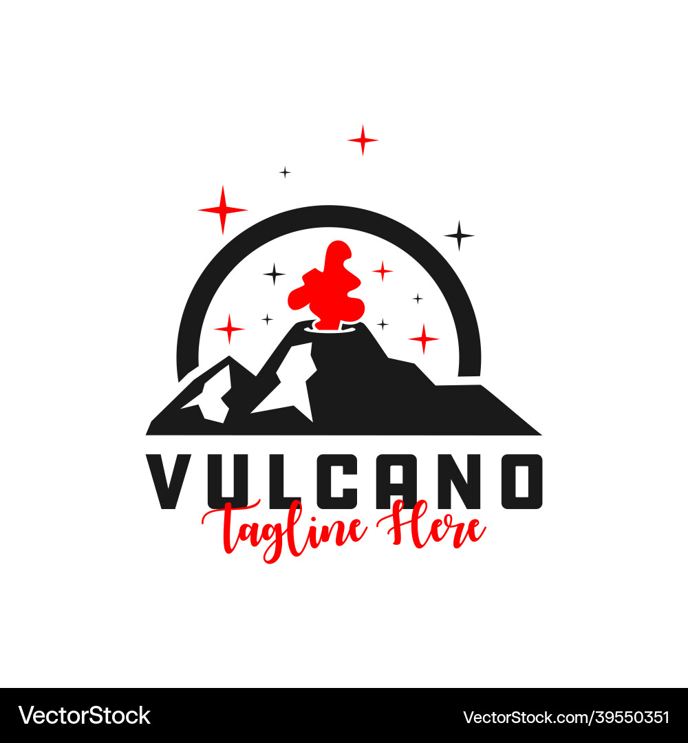Erupting volcano inspiration logo design Vector Image