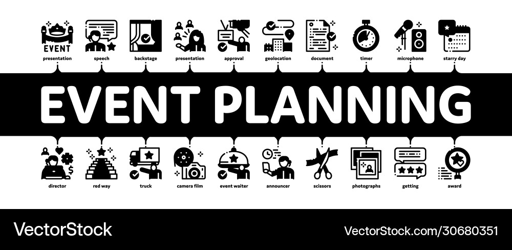 Event party planning minimal infographic banner Vector Image