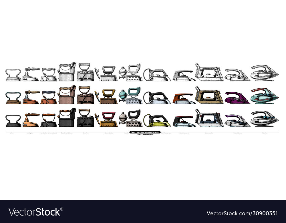 Evolution clothes iron Royalty Free Vector Image