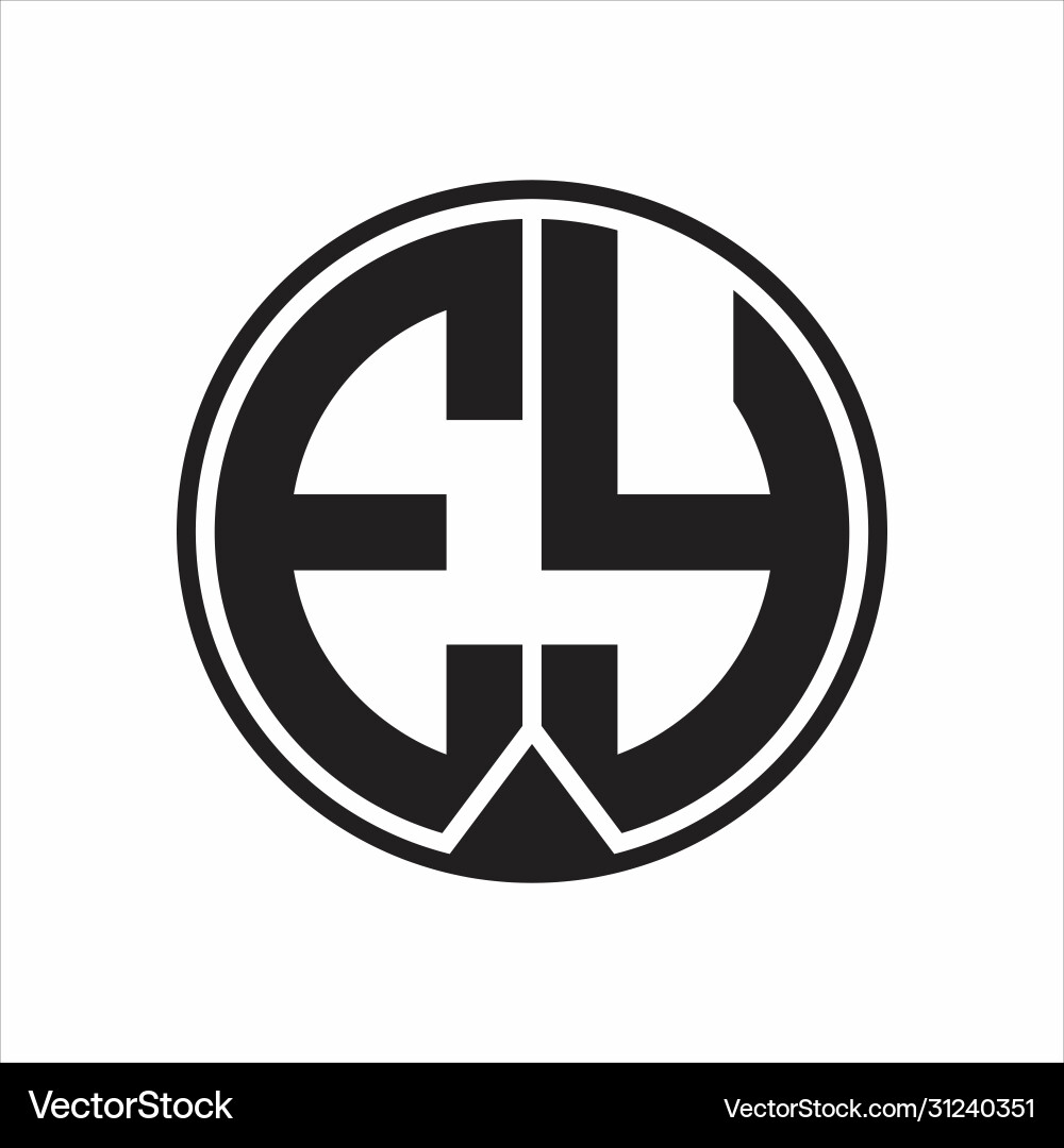 Ey logo monogram circle with piece ribbon style Vector Image