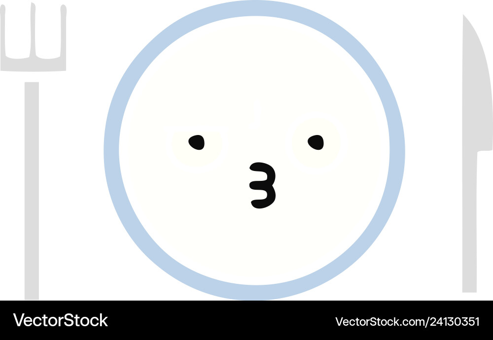 Flat color retro cartoon dinner plate Royalty Free Vector