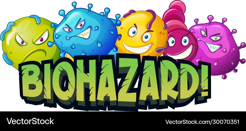 Font design for word biohazard with virus cells Vector Image