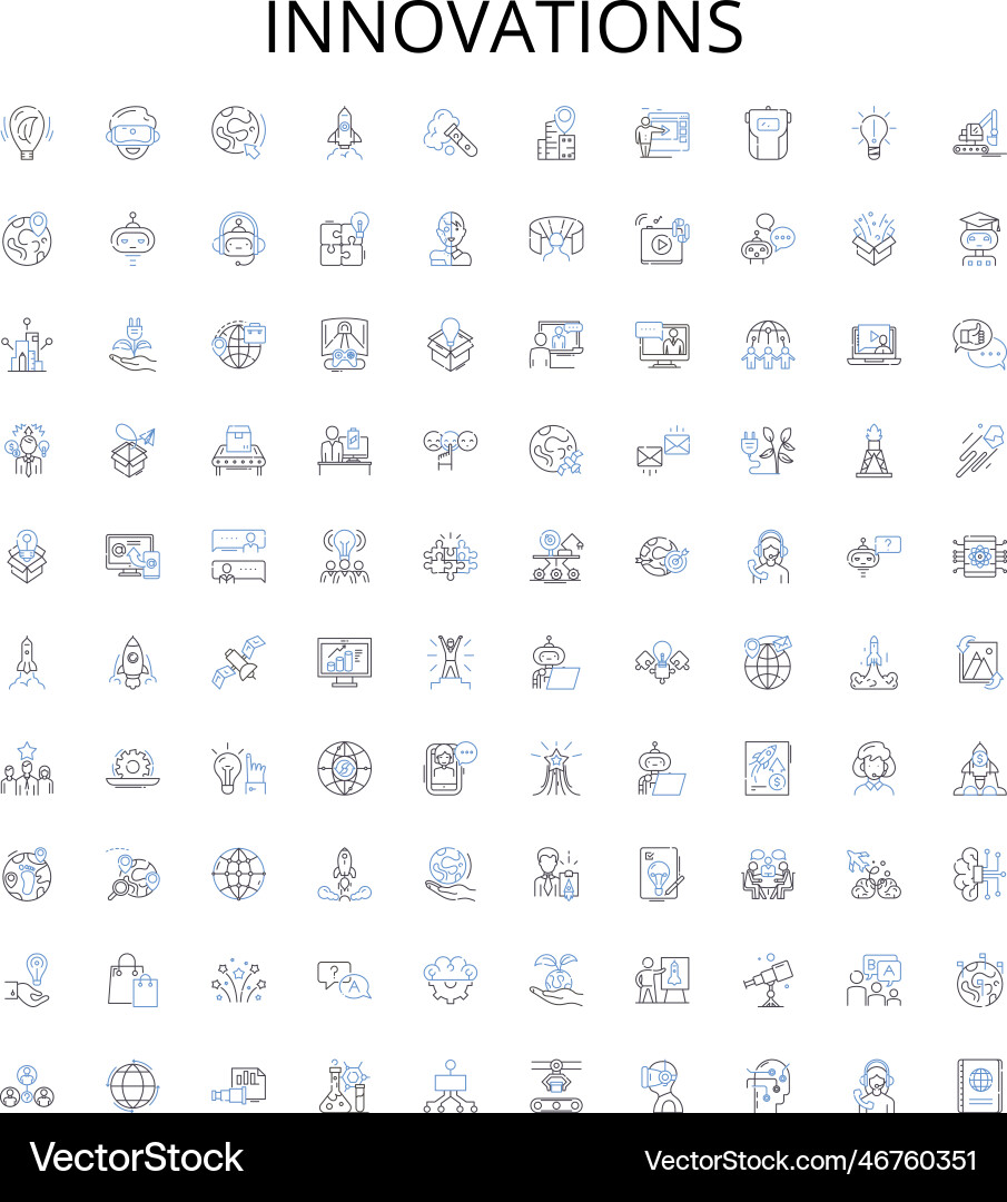 Innovations outline icons collection invent Vector Image