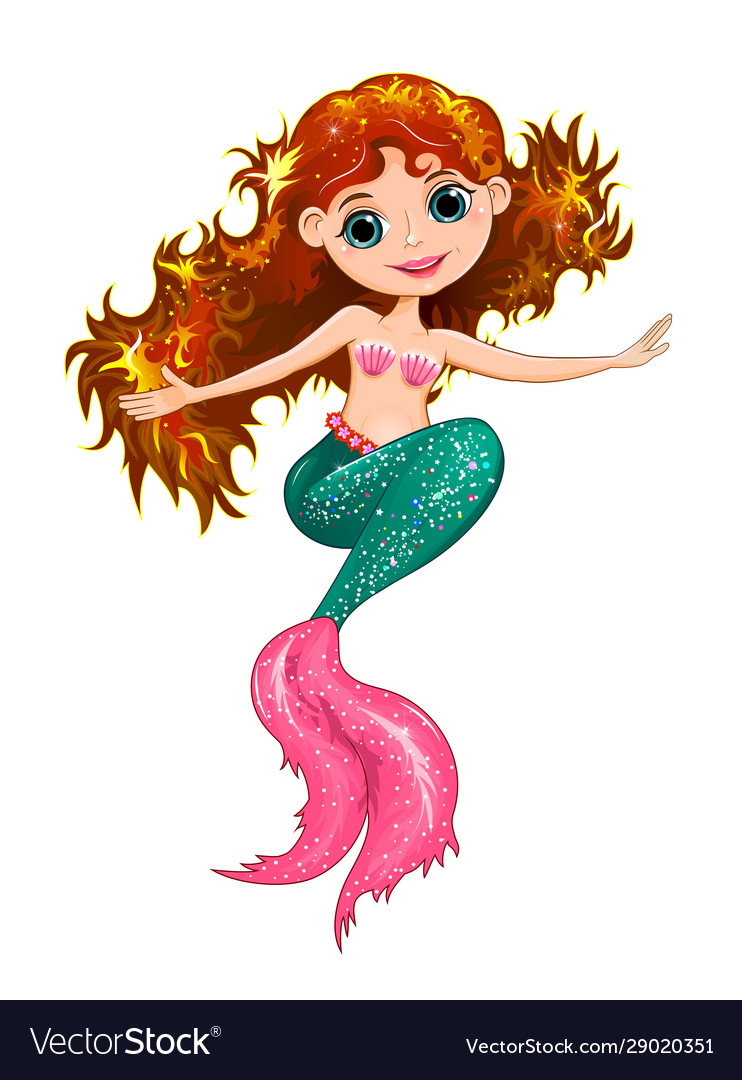 Little beautiful mermaid Royalty Free Vector Image