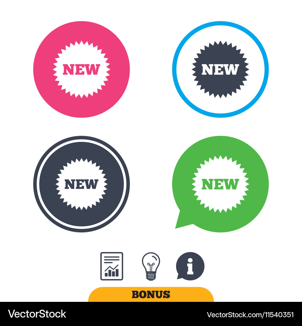 New sign icon arrival star symbol Royalty Free Vector Image