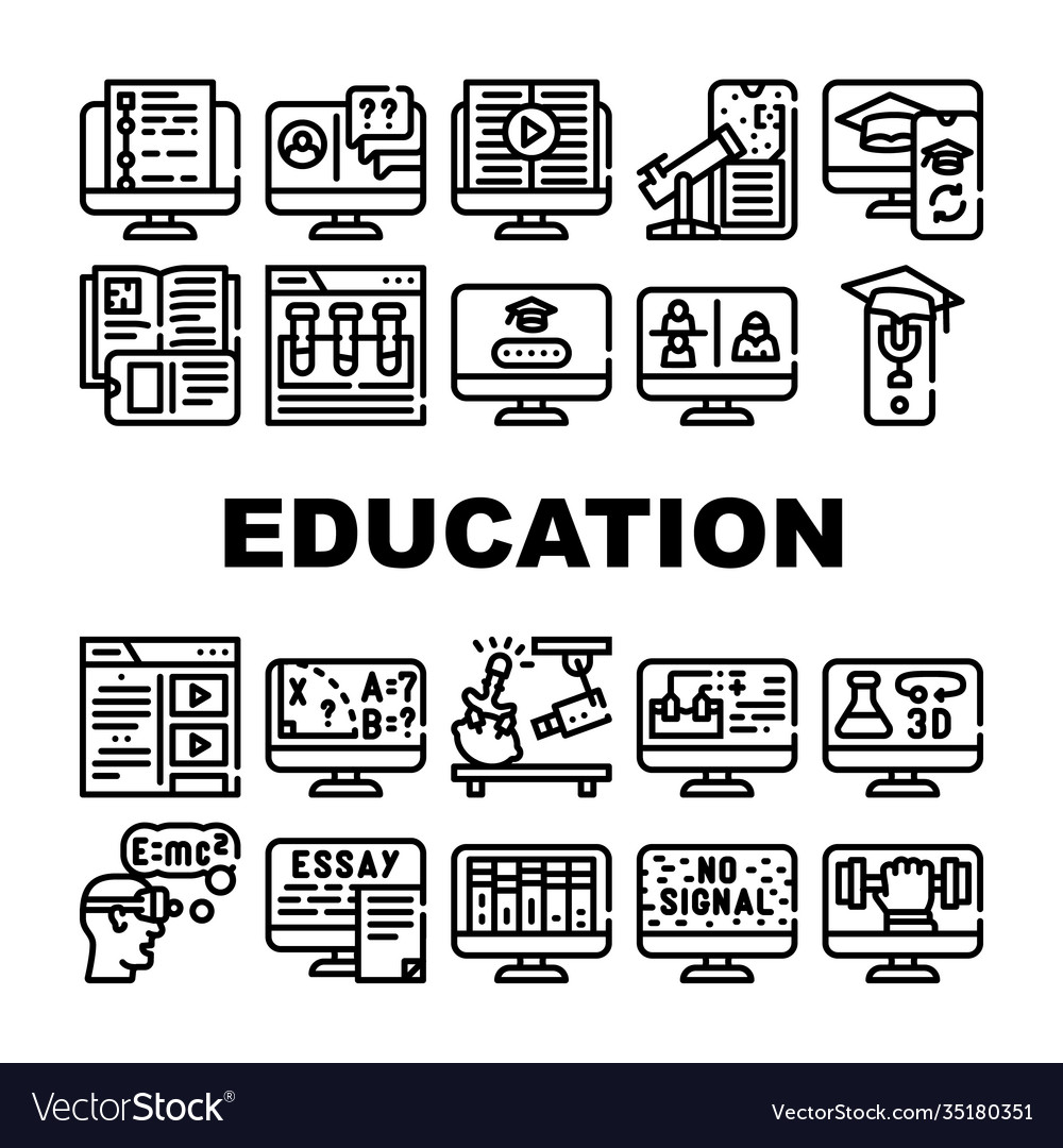Online education learning lesson icons set Vector Image Online education learning lesson icons set Vector Image