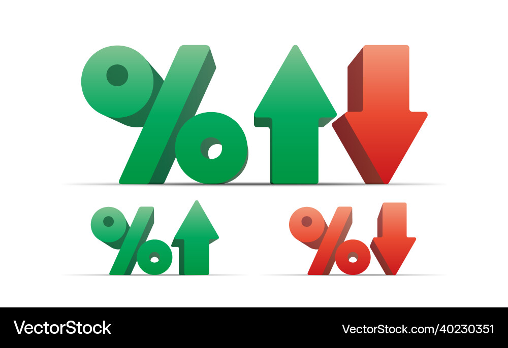 Percentage with up and down arrows isolated Vector Image