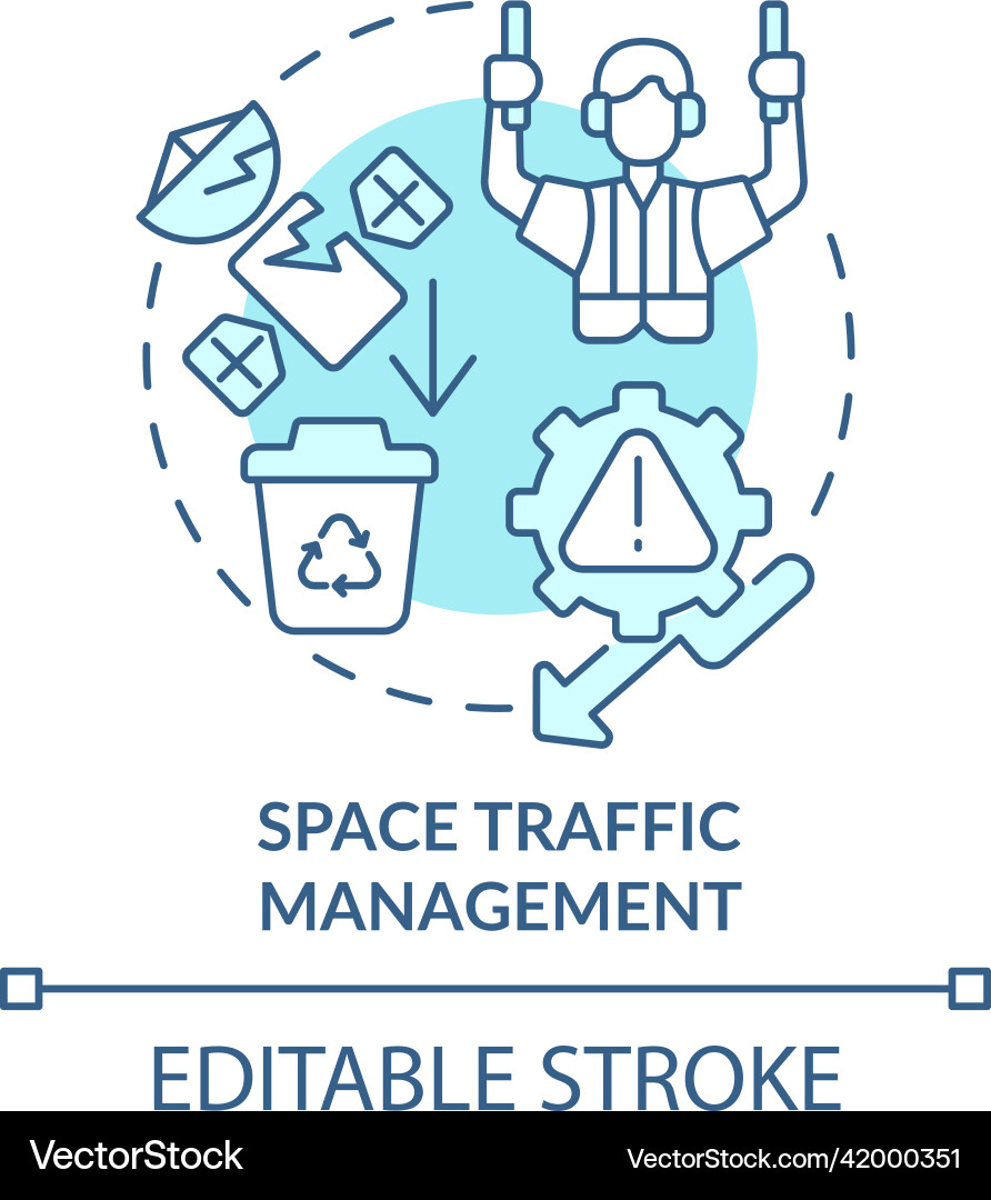 Space traffic management turquoise concept icon Vector Image