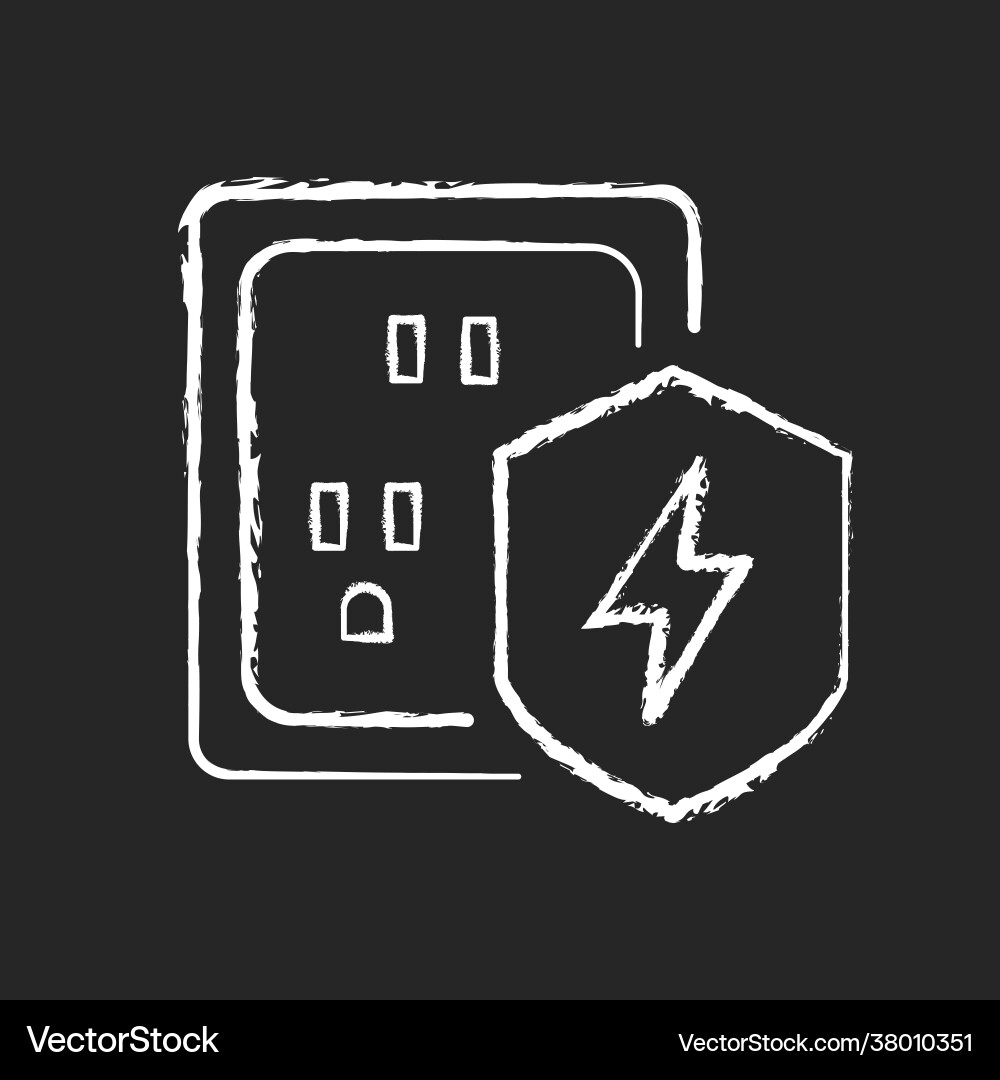 Surge protection chalk white icon on dark Vector Image