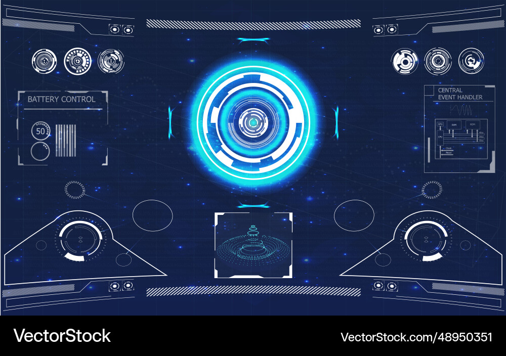 Tactical tech control - modern radar monitoring Vector Image