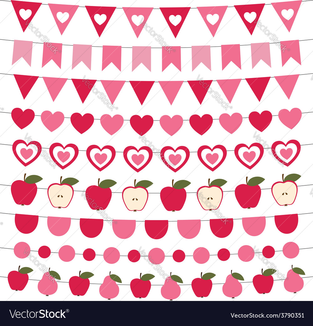 Valentines day bunting and decoration set Vector Image
