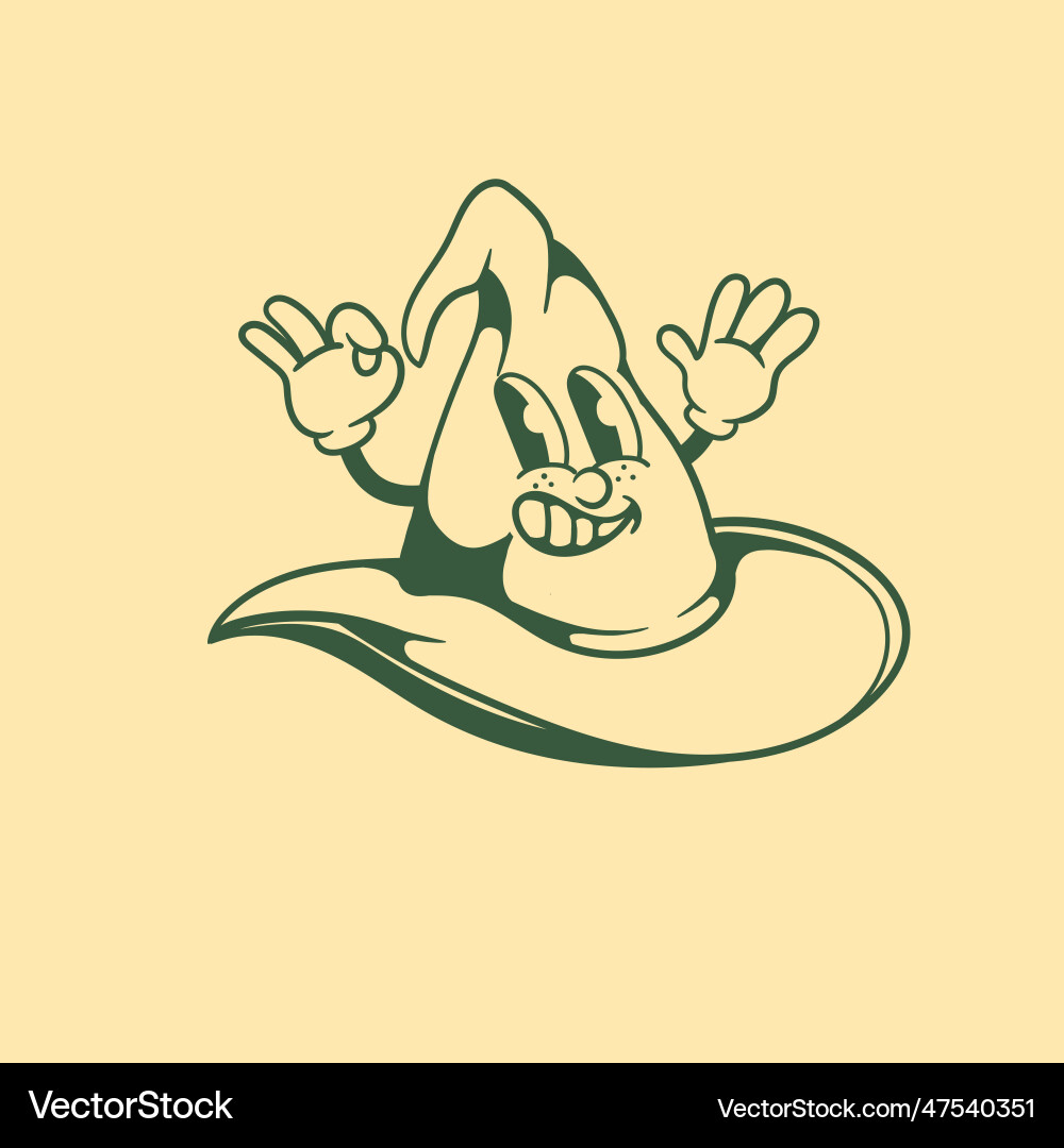 Vintage character design of magic hat Royalty Free Vector