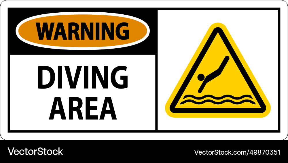 Water safety sign warning - diving area Royalty Free Vector