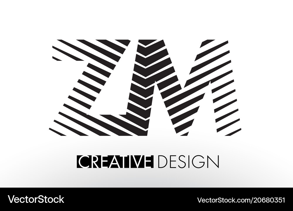 Zm z m lines letter design with creative elegant Vector Image