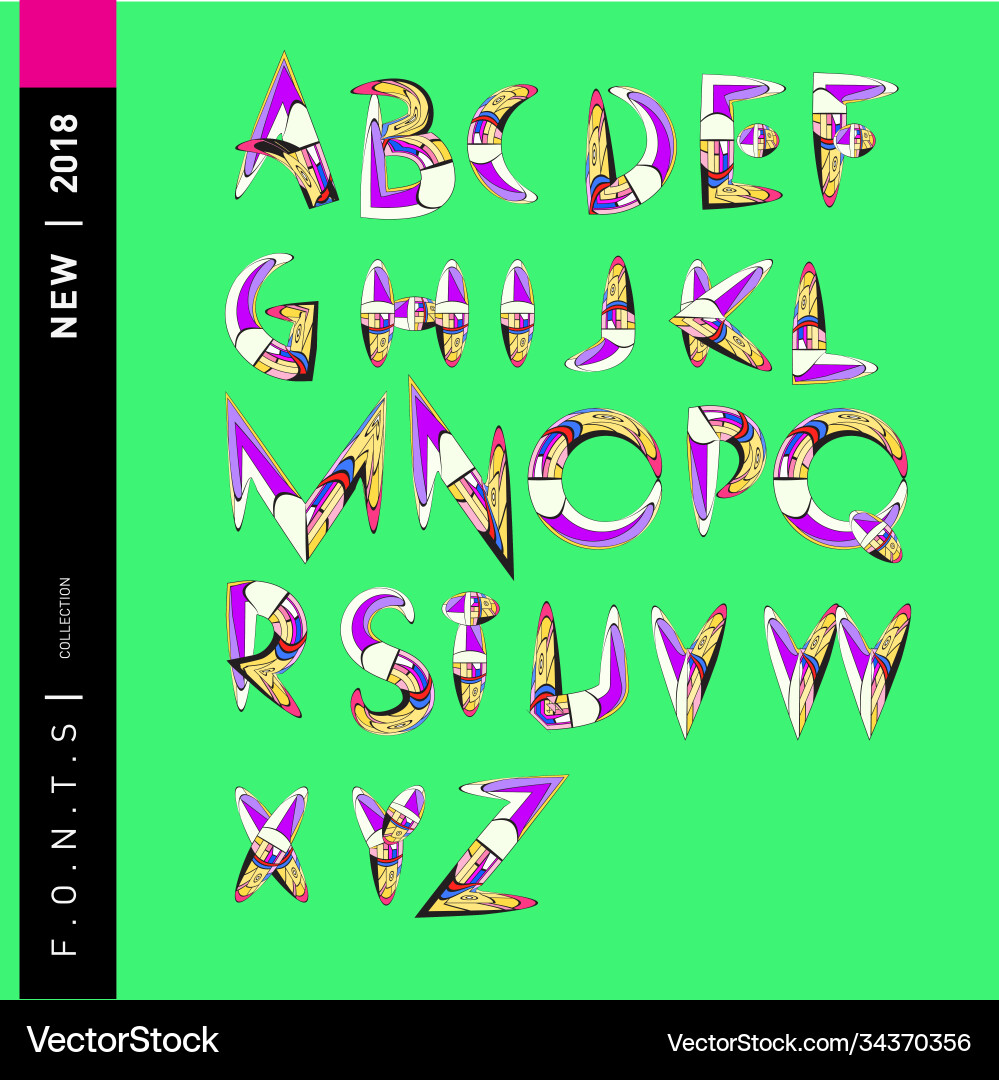 Abstract colorful font and alphabet Royalty Free Vector