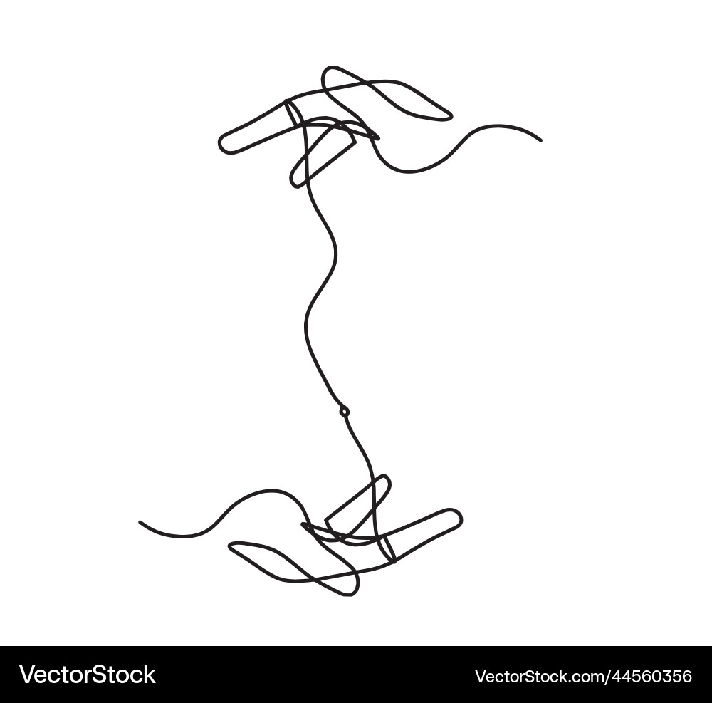 Abstract hand with hqnd as line drawing on white Vector Image