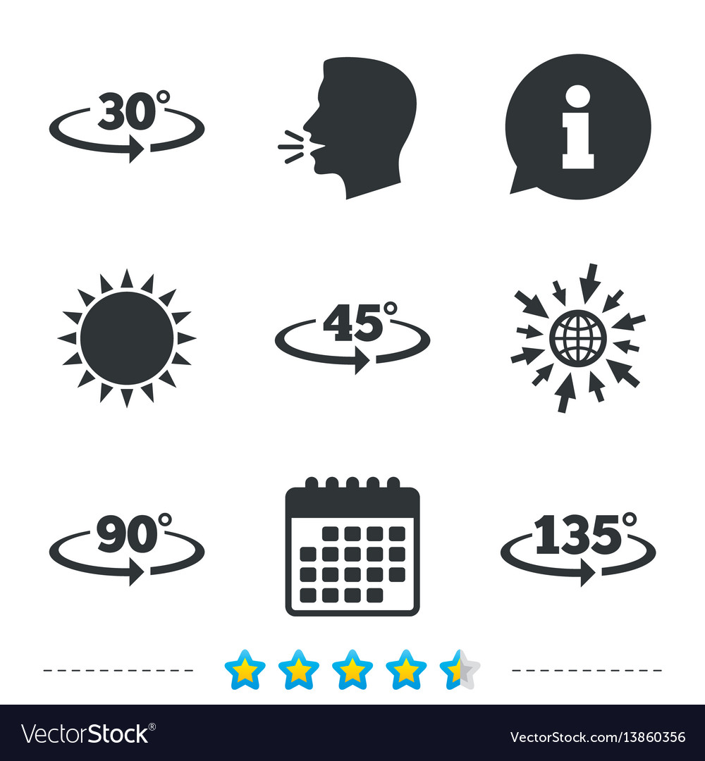Angle Degrees Icons Geometry Math Signs Royalty Free Vector
