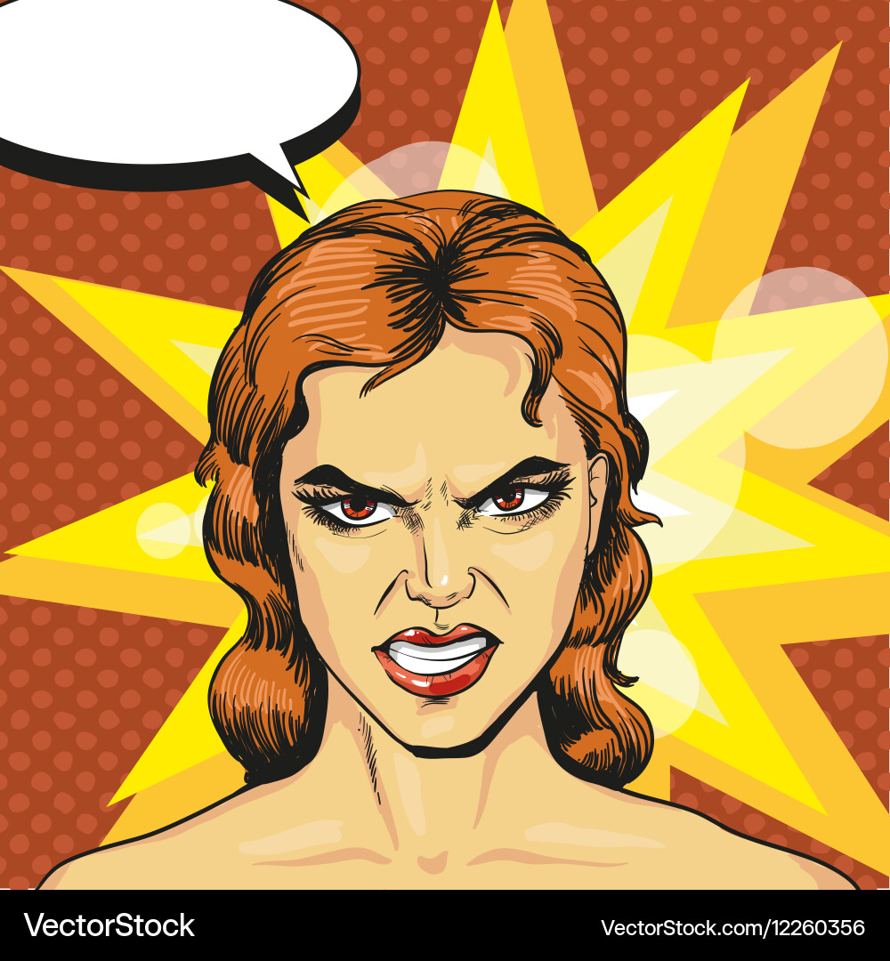 Angry infuriated woman Royalty Free Vector Image