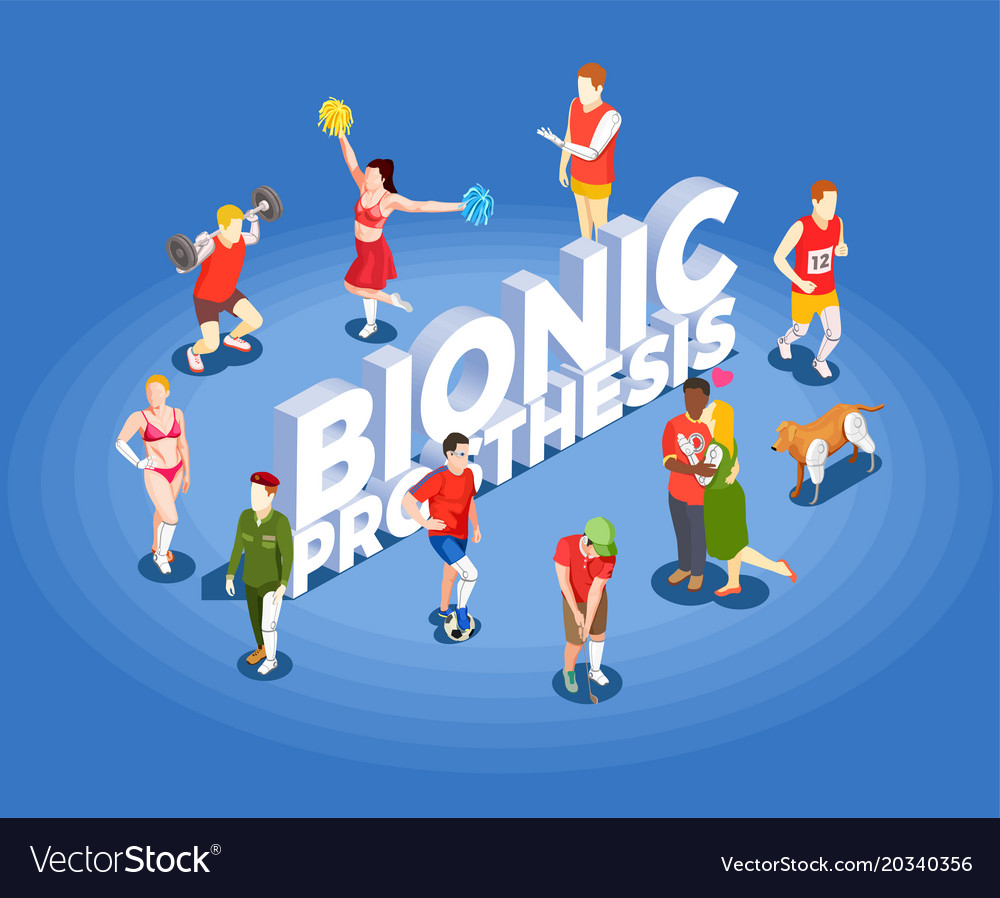 Bionic prosthesis isometric Royalty Free Vector Image