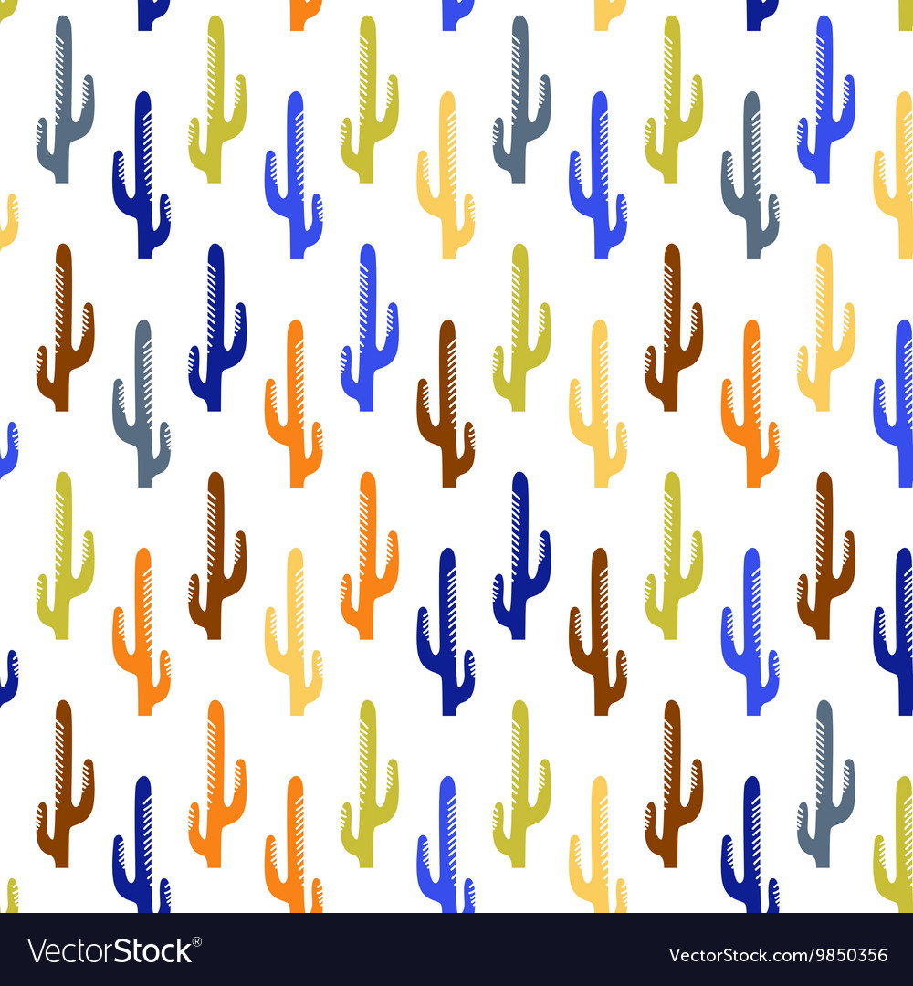 Cactus seamless pattern Royalty Free Vector Image