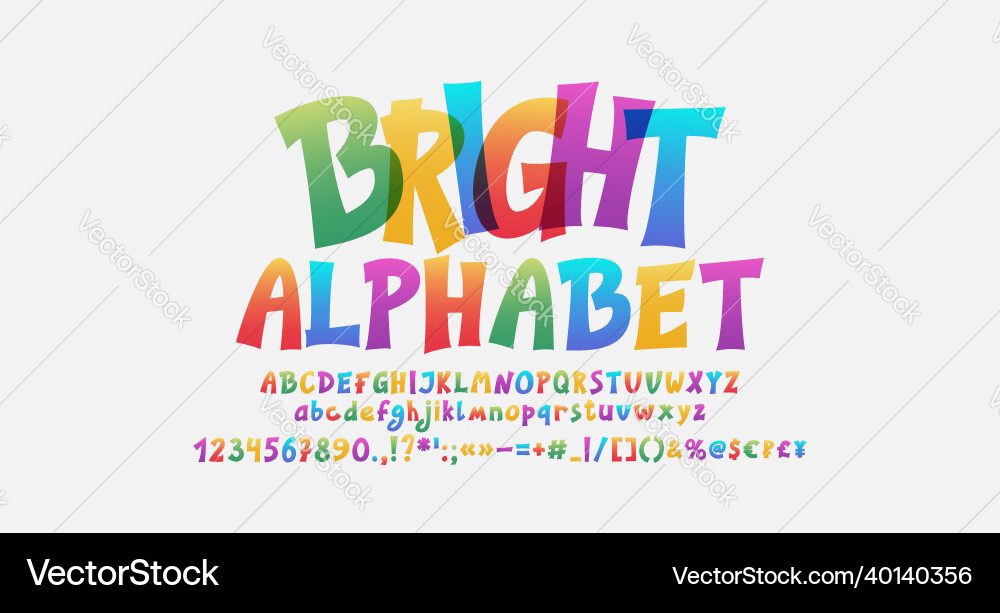 Cartoon colored font bright transparent alphabet Vector Image