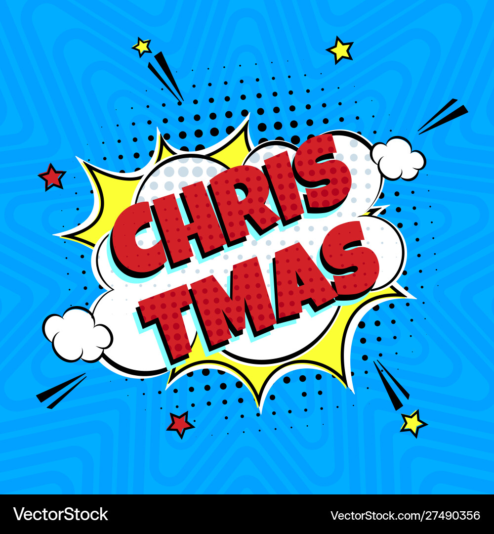 Comic lettering christmas in the speech bubbles Vector Image