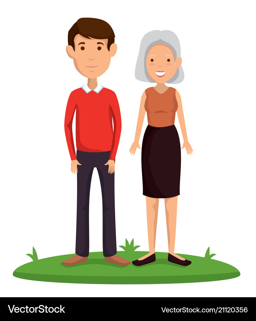 Couple friends happy characters Royalty Free Vector Image
