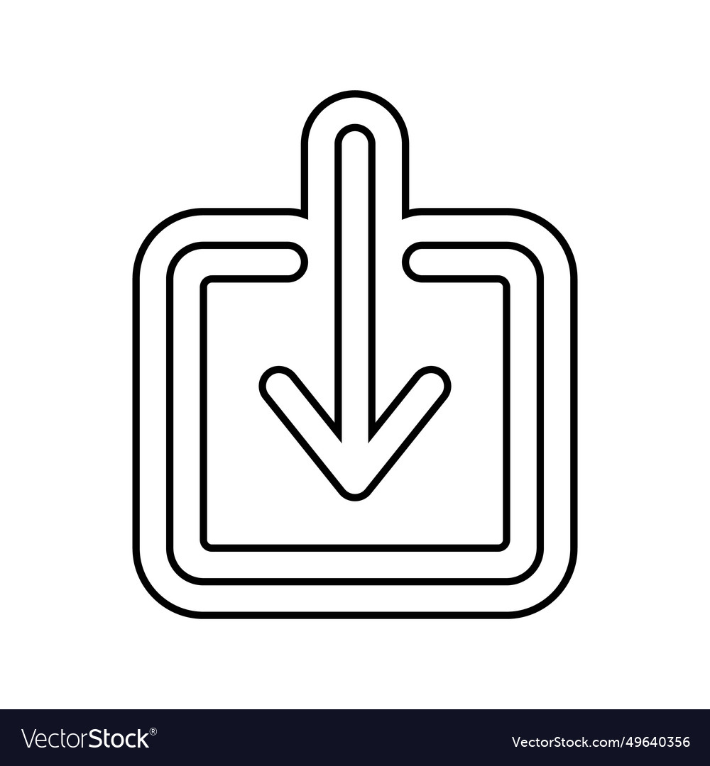 Down arrow data loading line icon Royalty Free Vector Image