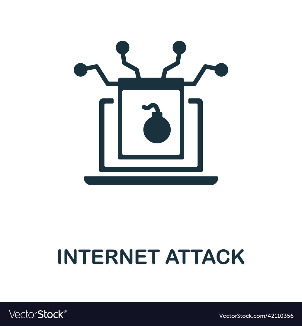 Internet attack flat icon colored element sign Vector Image