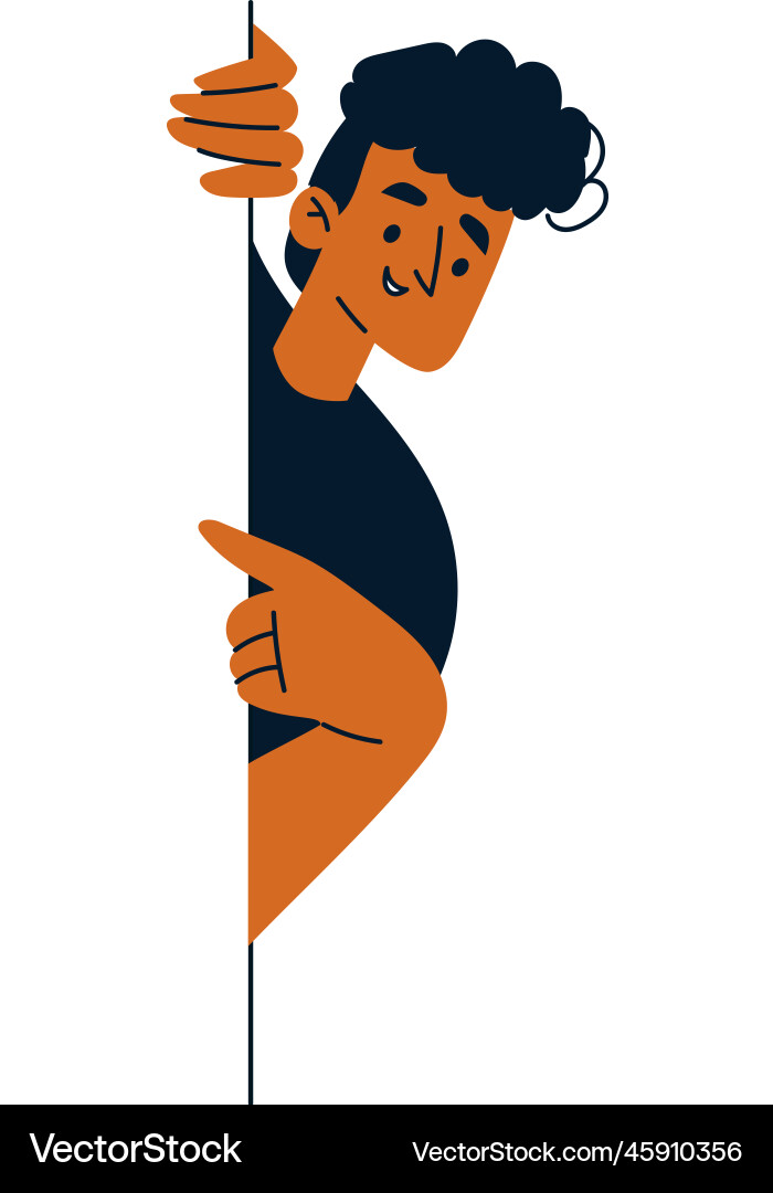 Man character looking out and peeking from corner Vector Image