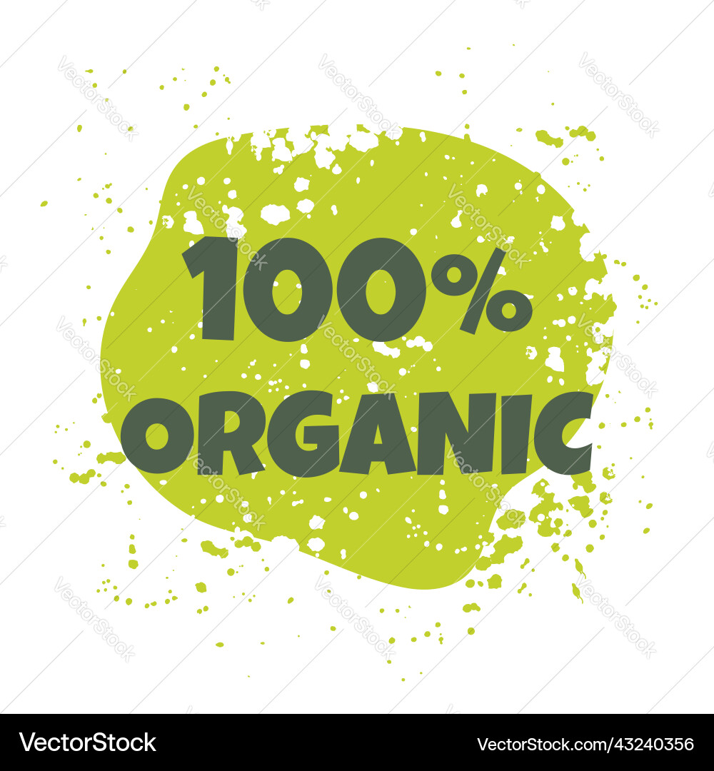 Organic green calligraphy lettering sticker Vector Image