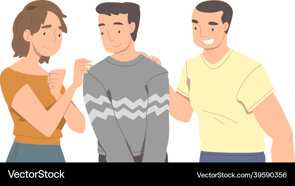 People character supporting friend encouraging Vector Image
