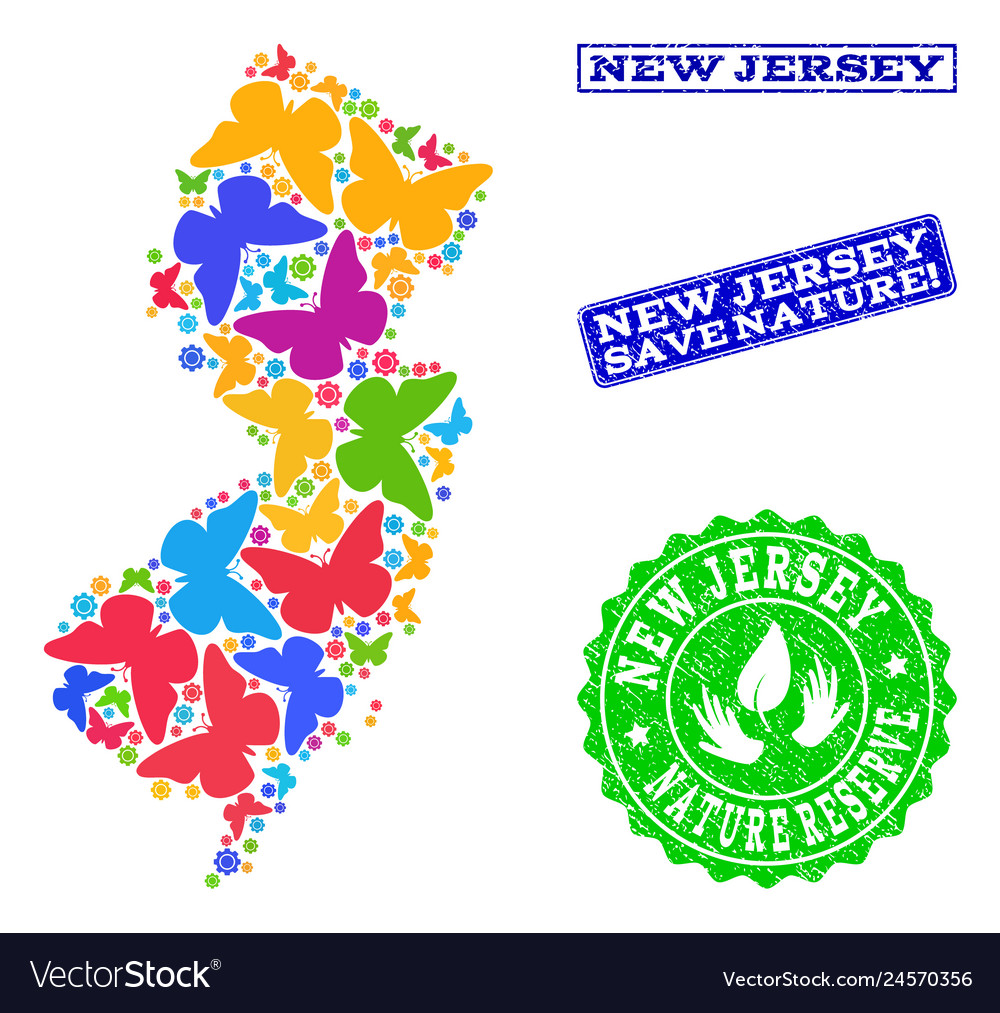 Save nature composition of map new jersey state Vector Image