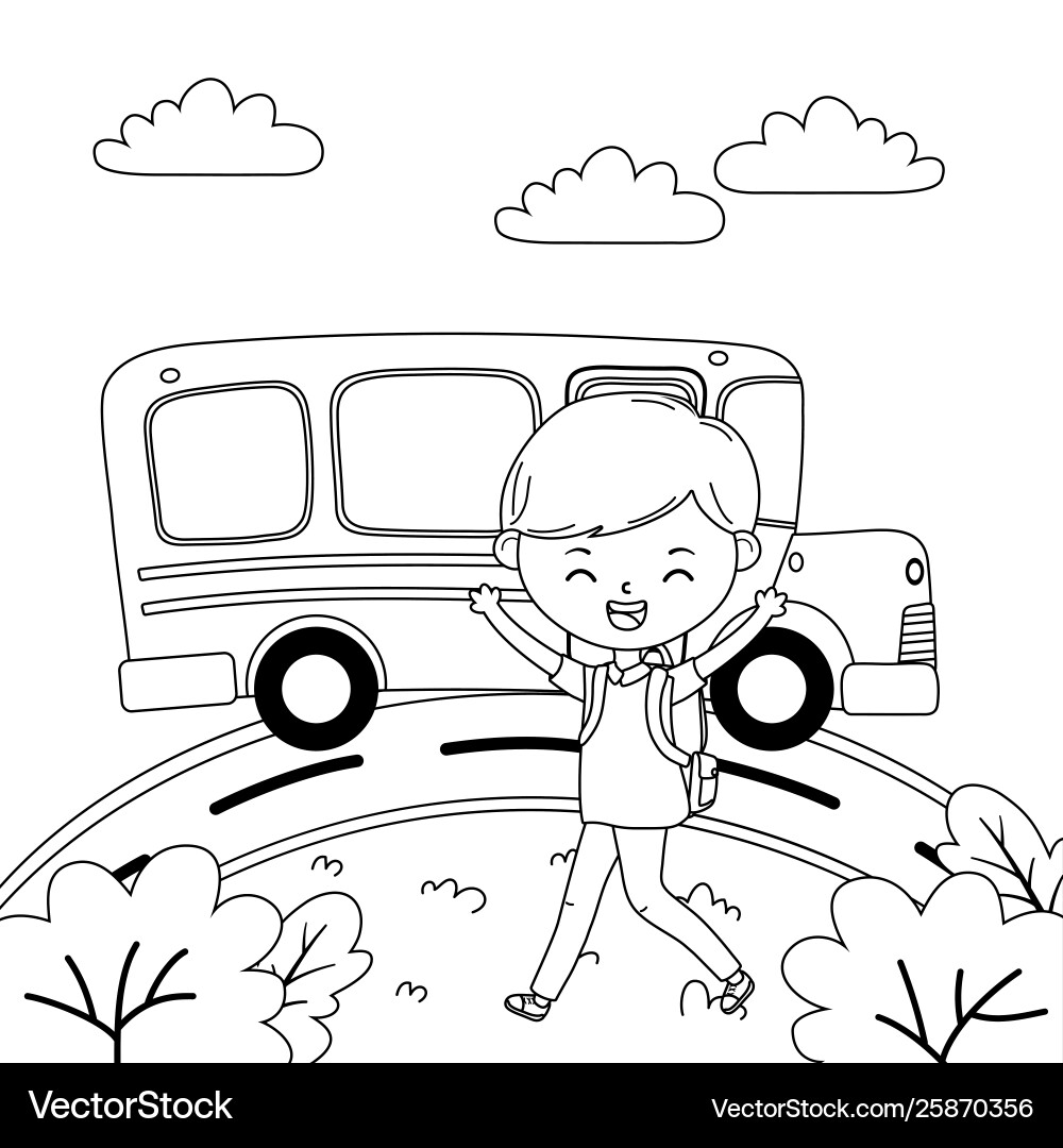 School bus and boy cartoon design Royalty Free Vector Image