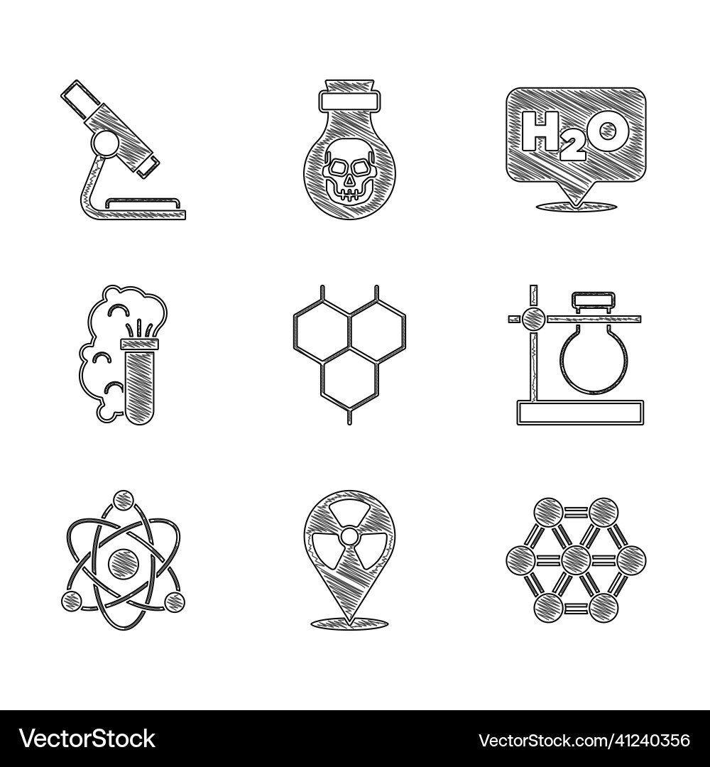 Set chemical formula radioactive in location Vector Image