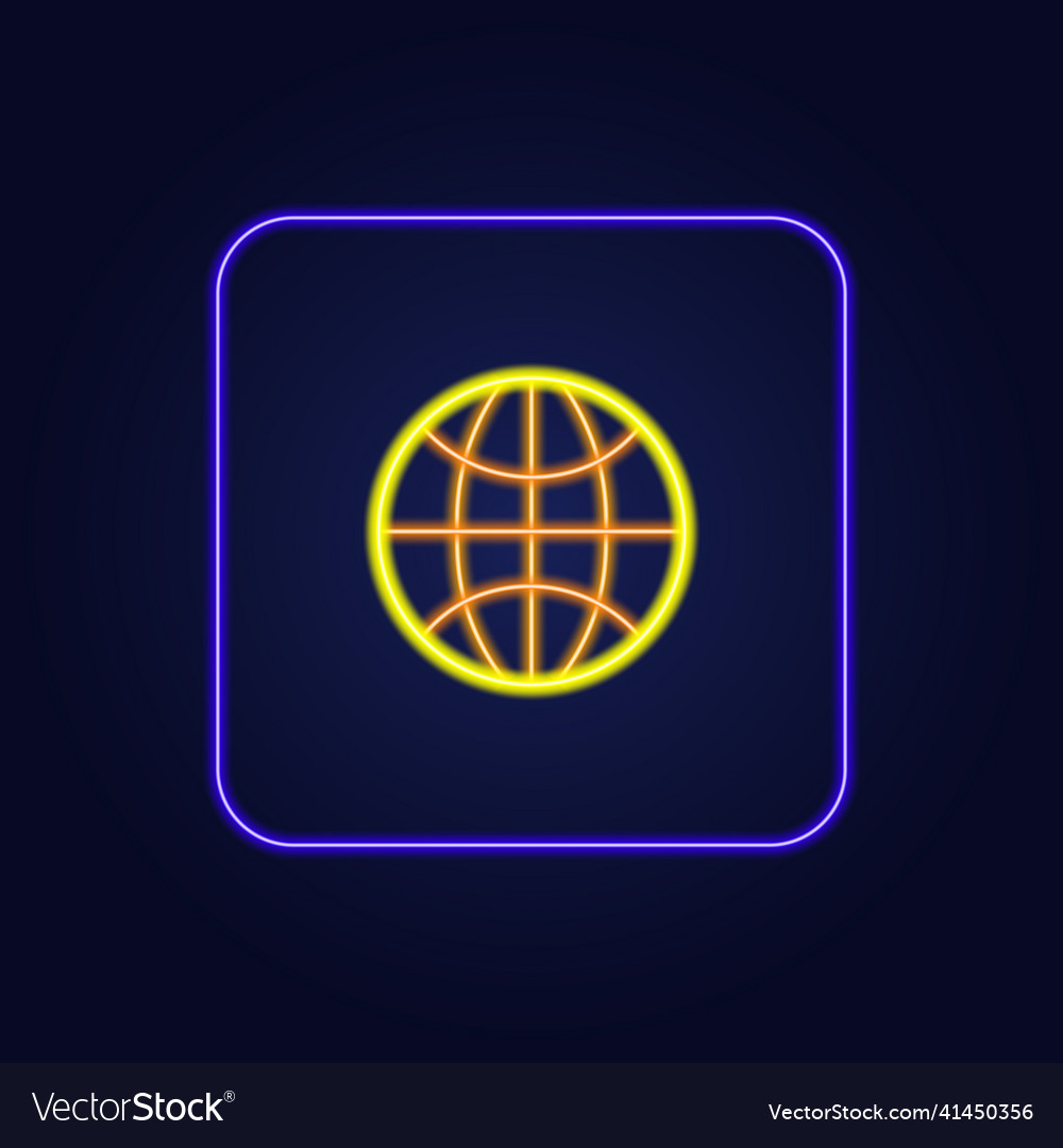 Stylish yellow neon icon in a blue frame Vector Image