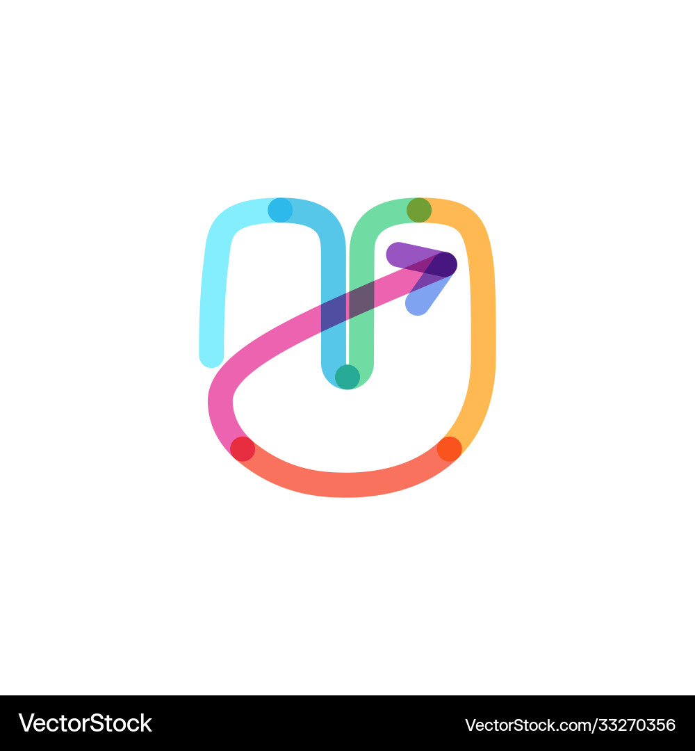 U letter line logo made a rainbow arrow Royalty Free Vector