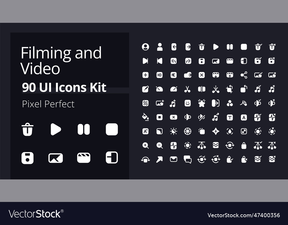 Video production white pixel perfect solid ui Vector Image