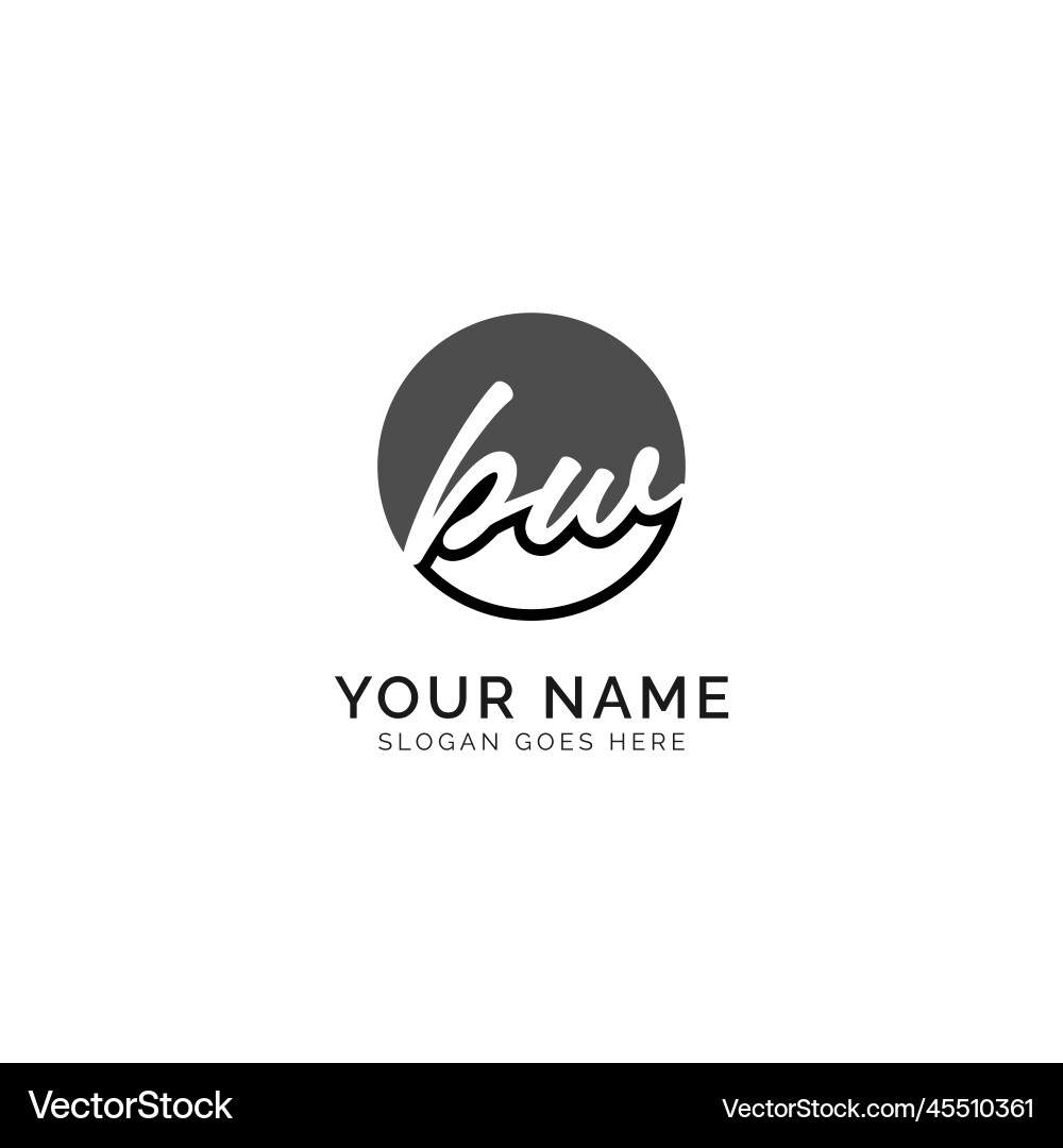 B w initial letter handwritten signature logo Vector Image