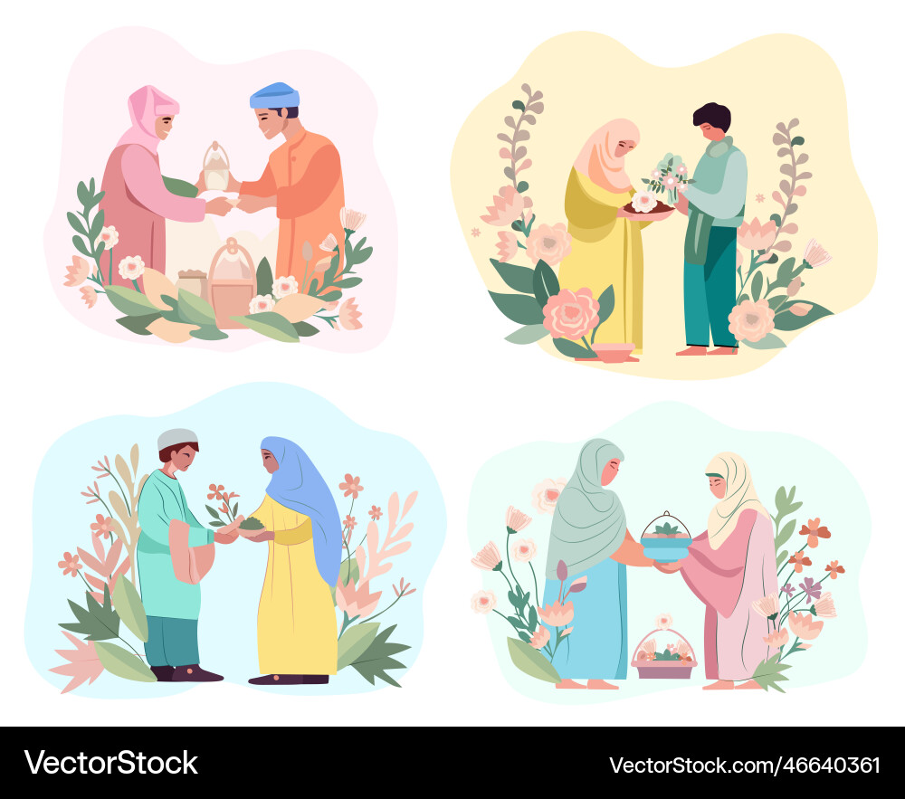 Eid mubarak a devout muslims pray namaz Royalty Free Vector