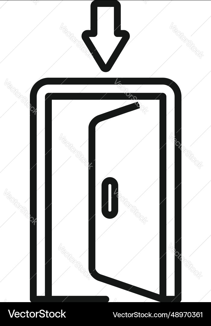 Exit door icon outline alarm person Royalty Free Vector