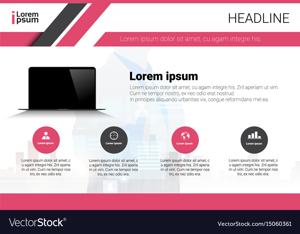 Laptop computer data set infographic copy space Vector Image