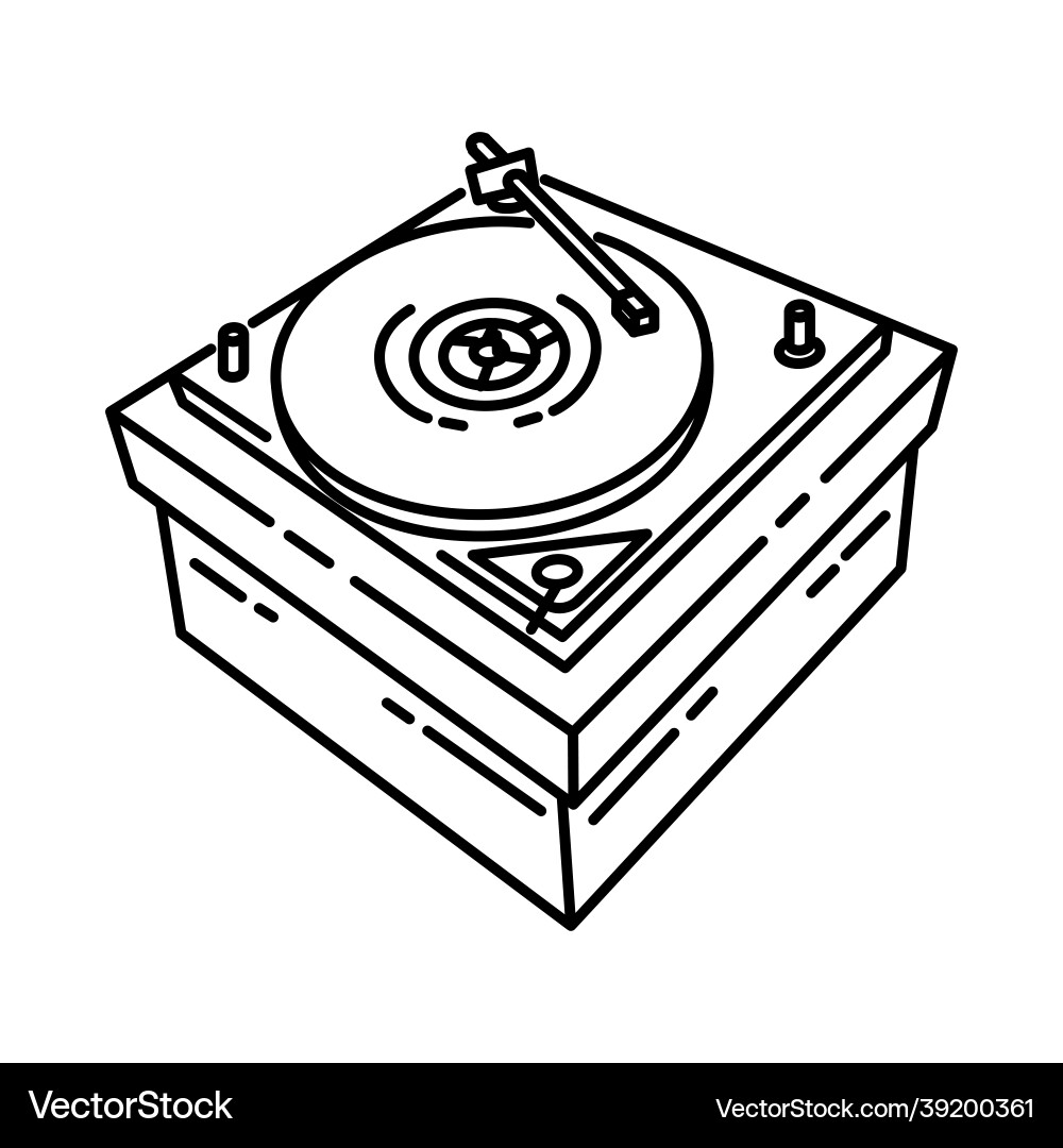 Turntable icon doodle hand drawn or outline icon Vector Image