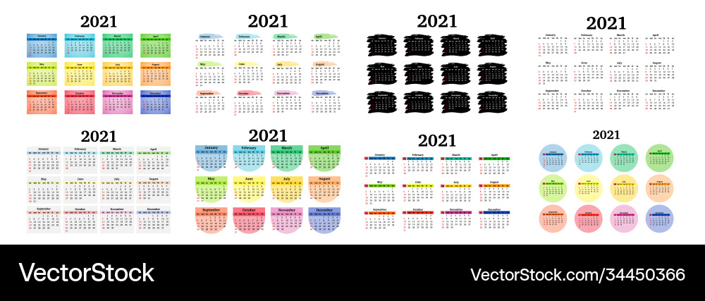 Calendar for 2021 isolated on a white background Vector Image