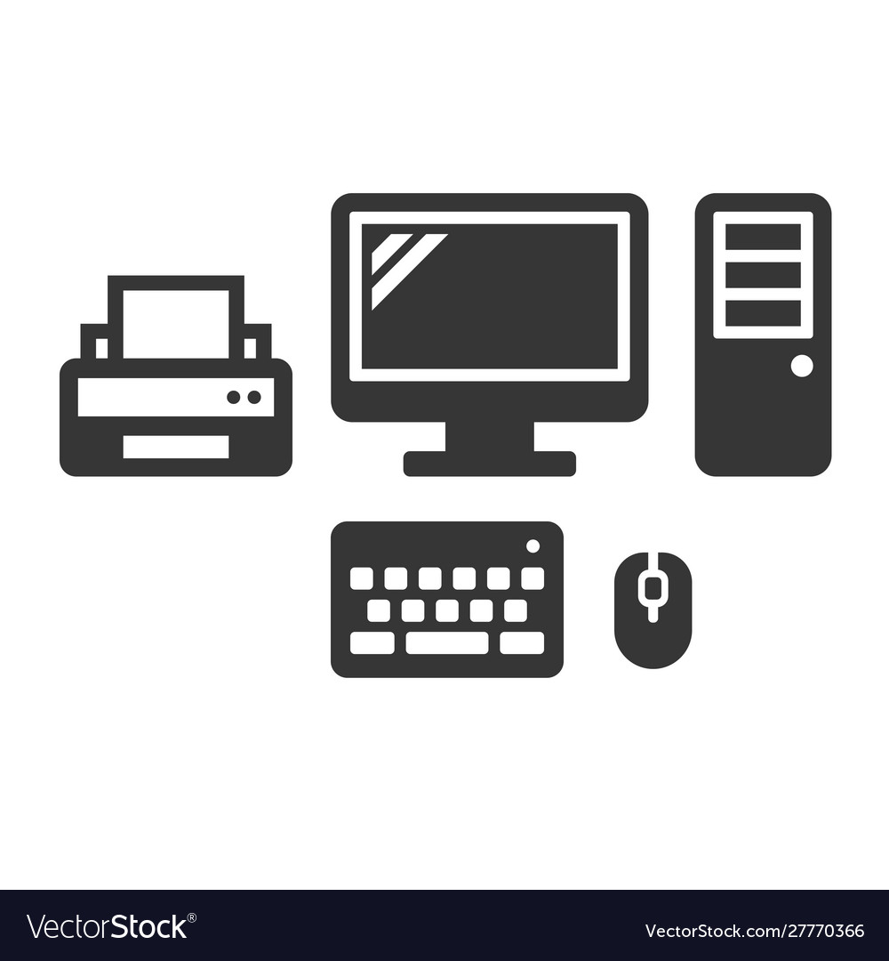 Desktop computer icon on white background Vector Image
